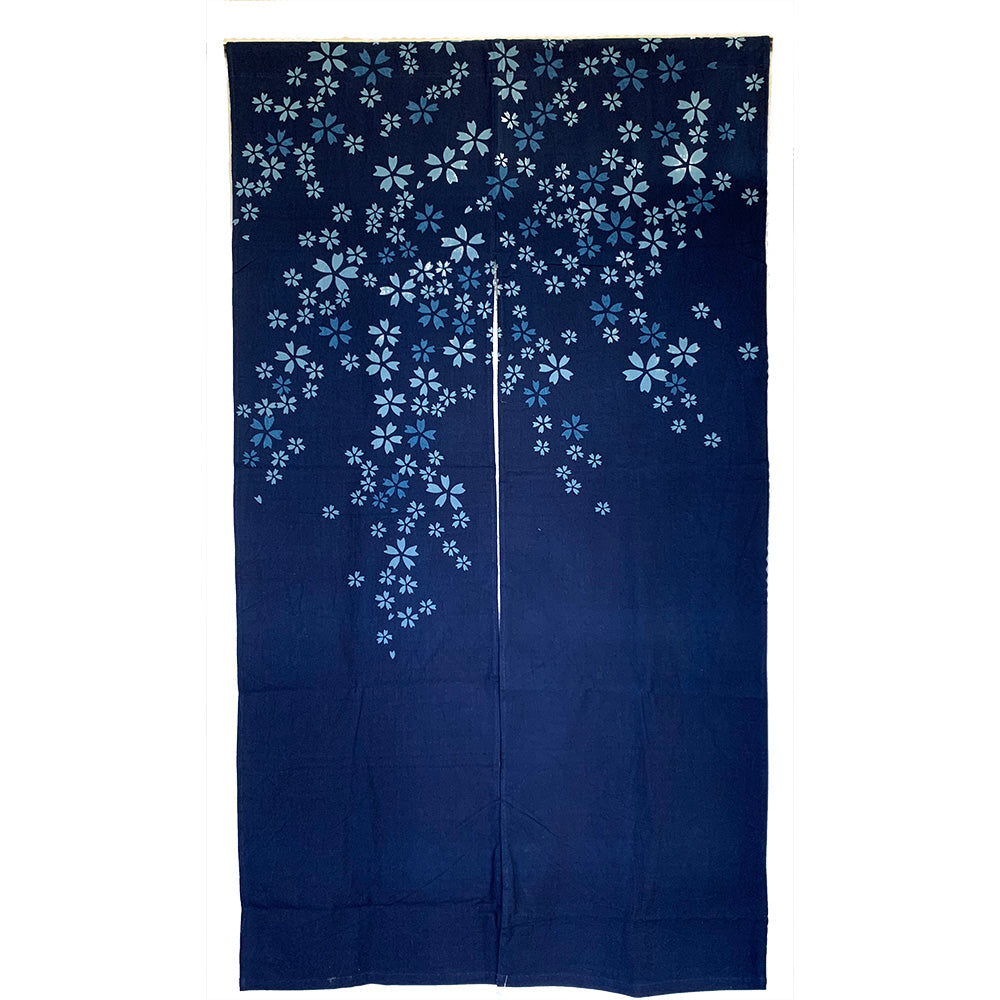 Noren, Indigo Cotton Batik, Cherry Blossom (#YN-117) – worldtreasuretrading